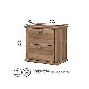Bush Furniture Yorktown 2 Drawer Lateral File Cabinet in Reclaimed Pine