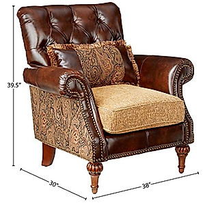 ACME AC-0 Sofa, 2Tone Brown PU & Chenille