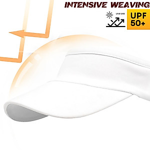 Women Sun Sport Visor Hats for Running,Tennis,Golf - Adjustable & Lightweight (V206-White)