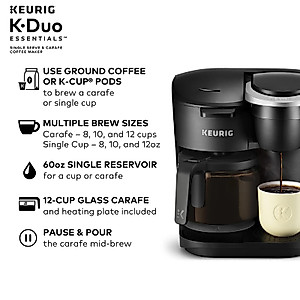 Keurig duo coffee maker, Essentials Black Single-Serve K-Cup Pod Coffee Maker, Black