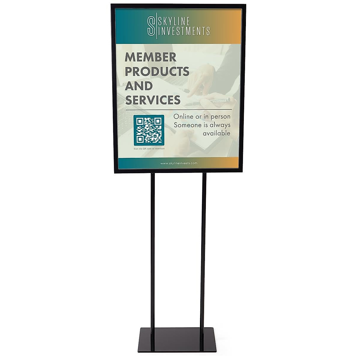 Displays2go 22 x 28 Double-sided Poster Stand, Top Insert Black (TWN2228BK2)