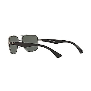 Ray-Ban Men's RB3483 Metal Square Sunglasses, Gunmetal/Green, 60 mm
