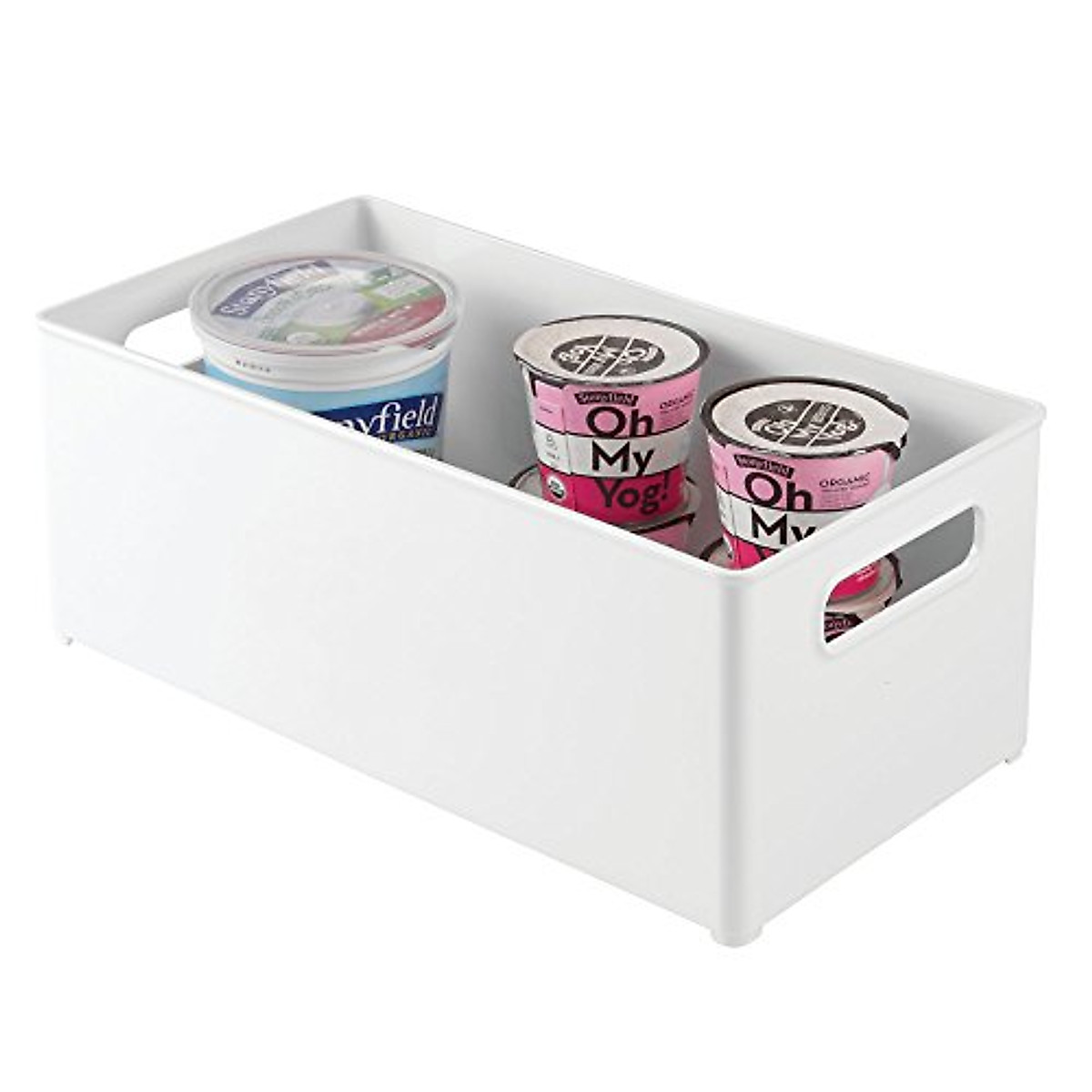 iDesign Kitchen Binz BPA-Free Plastic Deep Stackable Organizer with Handles - 14.6" x 8.1" x 6", White