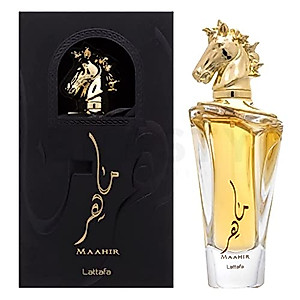 Lattafa Perfumes Maahir Eau de Parfum - EDP 100ML(3.4 oz) I Bold and Rich Oud Fragrance I Sandalwood, Musk and Vanilla Notes I Signature Arabian Perfumery I