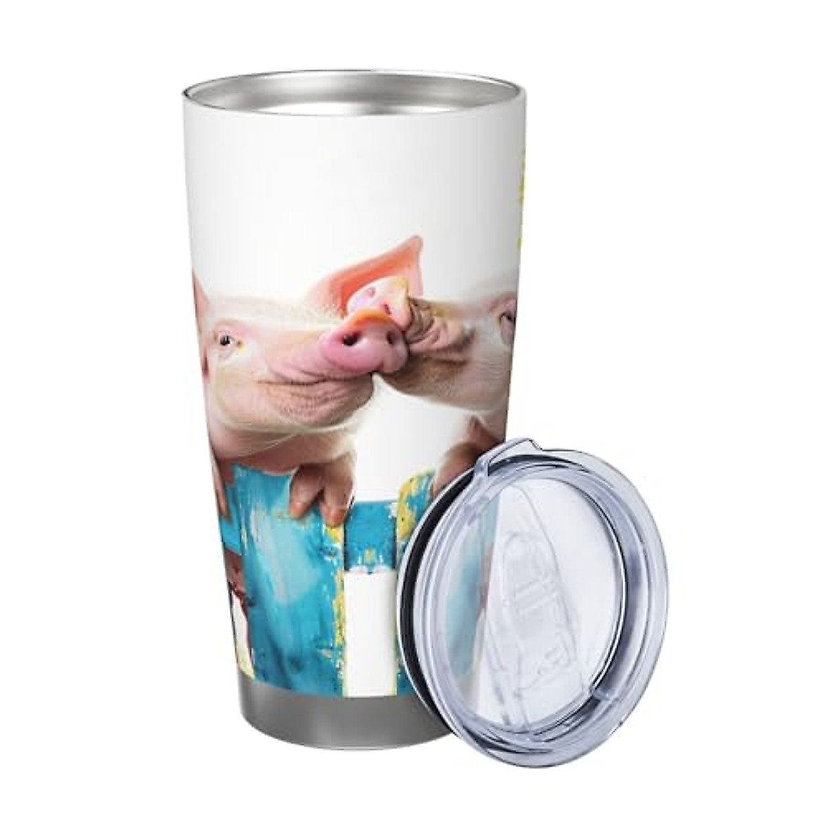 AYCZN Cute Pig 20 OZ Tumbler Stainless Steel Travel Coffee Mug, Farm Sunflower Insulated Water Bottle with Lid and 2 StrawsLeakproof Thermal Cup