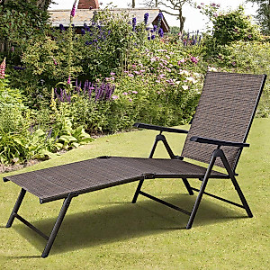 Giantex Set of 2 Chaise Lounge Chair with 5 Adjustable Reclining Positions, Patio Folding Recliner for Yard, Pool, Garden Beach Sunbathing Seat (2, Brown)