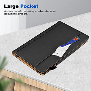 MAISON Case for Samsung Galaxy Tab A8 10.5 Inch 2022 Model (SM-X200/X205/X207) - Multi-Angle Viewing Smart Stand Back Cover with Pocket Auto Wake/Sleep, Pencil Holder (Black)