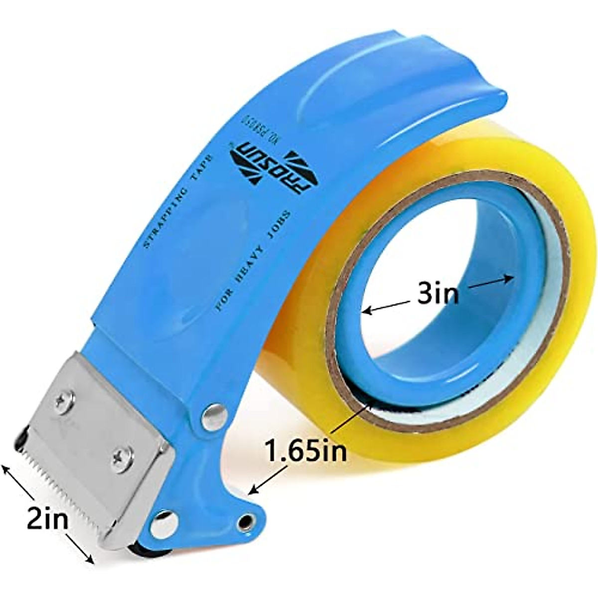 PROSUN 2 Pack Metal Packing Tape Dispenser Gun: 2-inch Wide Tape dispensers/3-Inch Inner Paper Core(2"Orange+2"Blue)