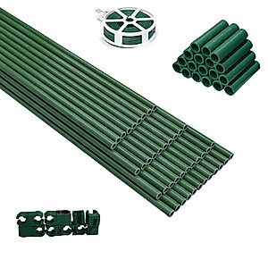 Xiny Tool 126pcs Garden Stakes Set, Includes 50Pack 17" Garden Poles, Tomato Climbing Plant Trellis Plant Climbing Frame for Vegetables Cucumber Fences Beans Outdoor Gardening