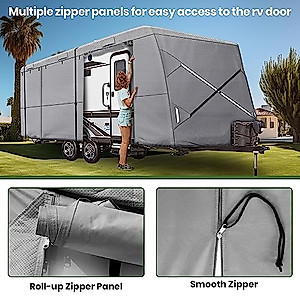 XGear Windproof Upgraded 33' - 35' RV Cover Travel Trailer Cover, Extra-Thick 5 Layers Anti-UV Top, Rip-Stop with 2PCS Extra Straps