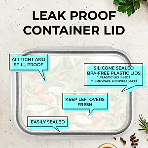 Razab 1860ML (8 Cups/ 63 Oz) Glass Food Storage Container - LID Only