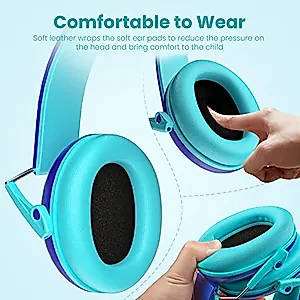 RIIKUNTEK Kids Ear Protection Safety Ear Muffs, Hearing Protectors Noise Cancelling for Children, Adjustable Noise Reduction Earmuffs for Sports Events, Concerts, Racing, Fireworks, Air Shows - Blue