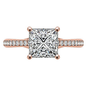 10K Solid Rose Gold Handmade Engagement Ring, 3 CT Princess Cut Moissanite Diamond Solitaire Bridal/Wedding Ring for Women/Her, Minimalist Rings Anniversary Ring For Gifts (7)