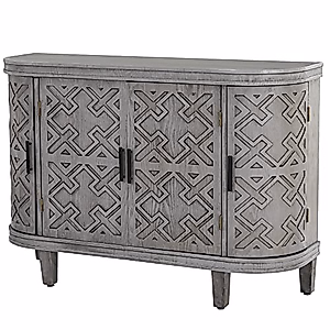 MISPACIO Grey Farmhouse Sideboard Buffet Cabinet Retro Sideboard Buffet Cabinet with Doors Wood Storage Cabinet for Living Room Entryway Kitchen