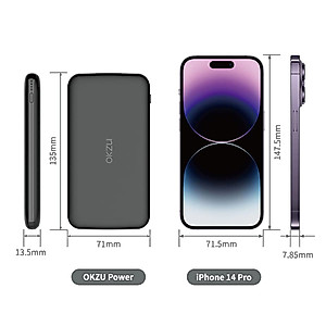 OKZU 5V 2A Power Bank for Heated Vest, Heated Jacket Battery Pack, 10000mAh Packet Size Fast Charging Portable Charge for Heated Clothing, Coat