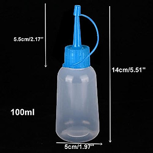 MinLia Plastic Clear Tip Applicator Bottle Squeeze Bottle, Refillable Storage Bottle with Cap Kitchen Supplies Gadget(blue)