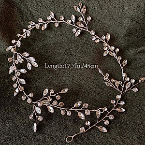 EARENT Bride Wedding Crystal Hair Vine Bridal Long Headband Wedding Hair Piece Rhinestone Hair Accessories for Women and Girls (Silver)