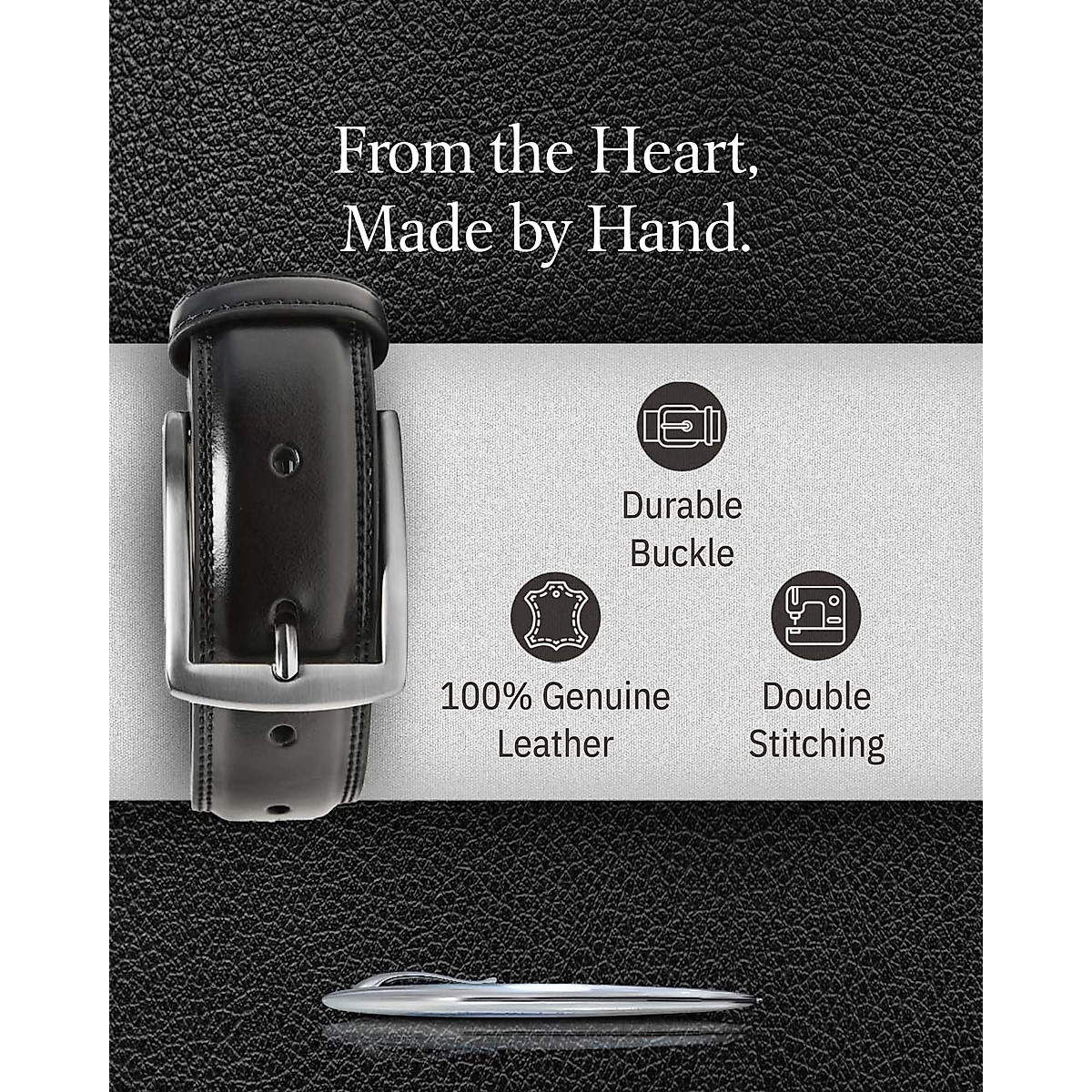 Access Denied Genuine Leather Dress Belts For Men - Mens Belt For Suits, Jeans, Uniform Black Belt - Designed in the USA