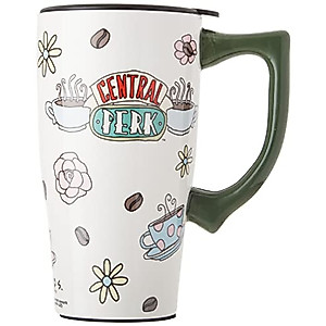 Spoontiques - Ceramic Travel Mugs - Central Perk Cup - Hot or Cold Beverages - Gift for Coffee Lovers