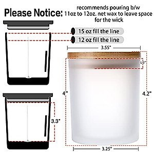 Aminigram 12 Pack, 12 OZ Frosted Candle Jars with Bamboo Lids, Empty Matte White Glass Candle Jars for Making Candles, Morden Kitchen Bathroom Small Things Container - Bonus 36 Sticky Labels