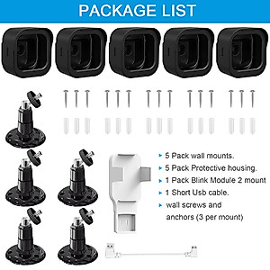 5 Pack Wall Mount for Blink Outdoor 4 (4th Gen) with Weatherproof Protective Housing and Blink Sync Module 2 Mount (Blink Camera & Sync Module is Not Included)