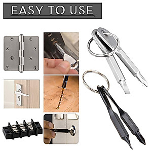 SANJINFON Pocket Screwdriver Dual-purpose: Flat Head Screwdriver & Small Phillips Head Screwdriver Set, Mens Keychain Tool, Mini EDC Keychain Screwdriver Gadgets, Great Gifts for Men Dad Boy (2Pcs SL)