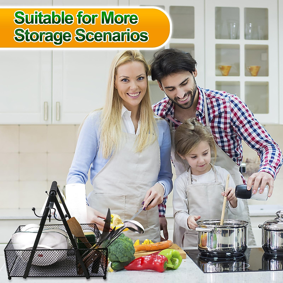 SCNVO Grill Caddy, BBQ Caddy with Paper Towel Holder, Utensil Caddy for Kitchen Organizer, Picnic Condiment Flatware Caddy for Camping Barbecue Griddle Grilling Rv Patio Camper Accessories Organizer