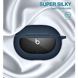 SURITCH Protective Case for Beats Studio Buds 2021, Studio Buds+ Plus 2023 Case Cover with Carabiner Keychain, Skin-friendly TPU Shockproof Protector for Earbuds Charging Case Accessories, Navy Blue