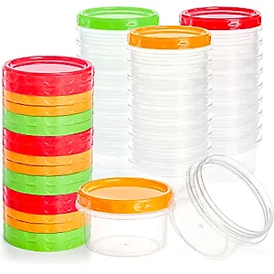 Elsjoy 36 Pack 8 oz Freezer Food Storage Container with Lid, Reusable Small Food Container Twist Top Plastic Condiment Cup, Leak Proof Deli Storage Containers, Freezer & Dishwasher Safe