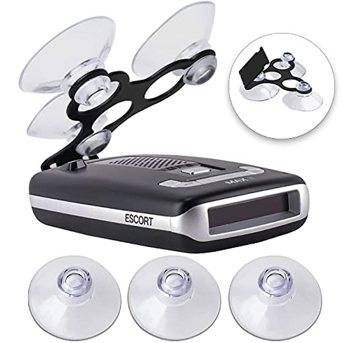 YeeBeny Car Windshield Radar Detector Suction Cup Mount Holder Compatible with Escort Max / Max2 / Max360 Radar, Not for MAX360c Cradle Radar (Bracket & 6 Clear Suction Cups)