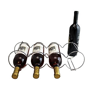 Dependable Stackable Table Top Wine Rack Holds 4 Wine Bottles Silver Chrome