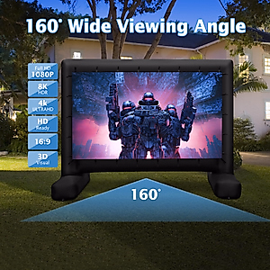 Tangkula 15 FT Inflatable Projector Screen, Blow Up Mega Movie Screen with Air Blower, Storage Bag, Ground Stakes, Easy Set up, Front & Rear Projection for Home Theater Backyard Outdoors