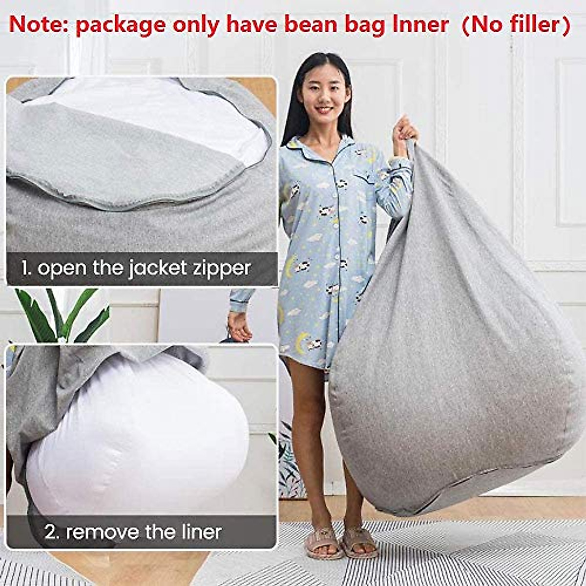 Newsoul Inner Liner for Bean Bag Chair Cover Seat Lazy Sofa No Filler - Easy Cleaning (100x120cm)