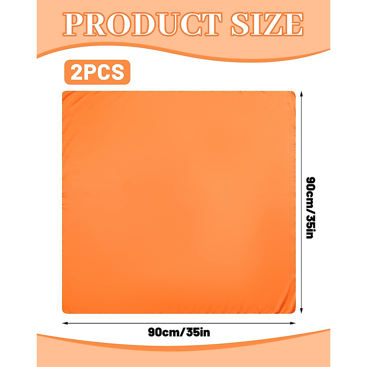 2pcs Orange Large Square Scarf Halloween Costume Head Scarf Neck Scarf Skinny Scarf Headscarf for Men Women, 35 x 35 Inch