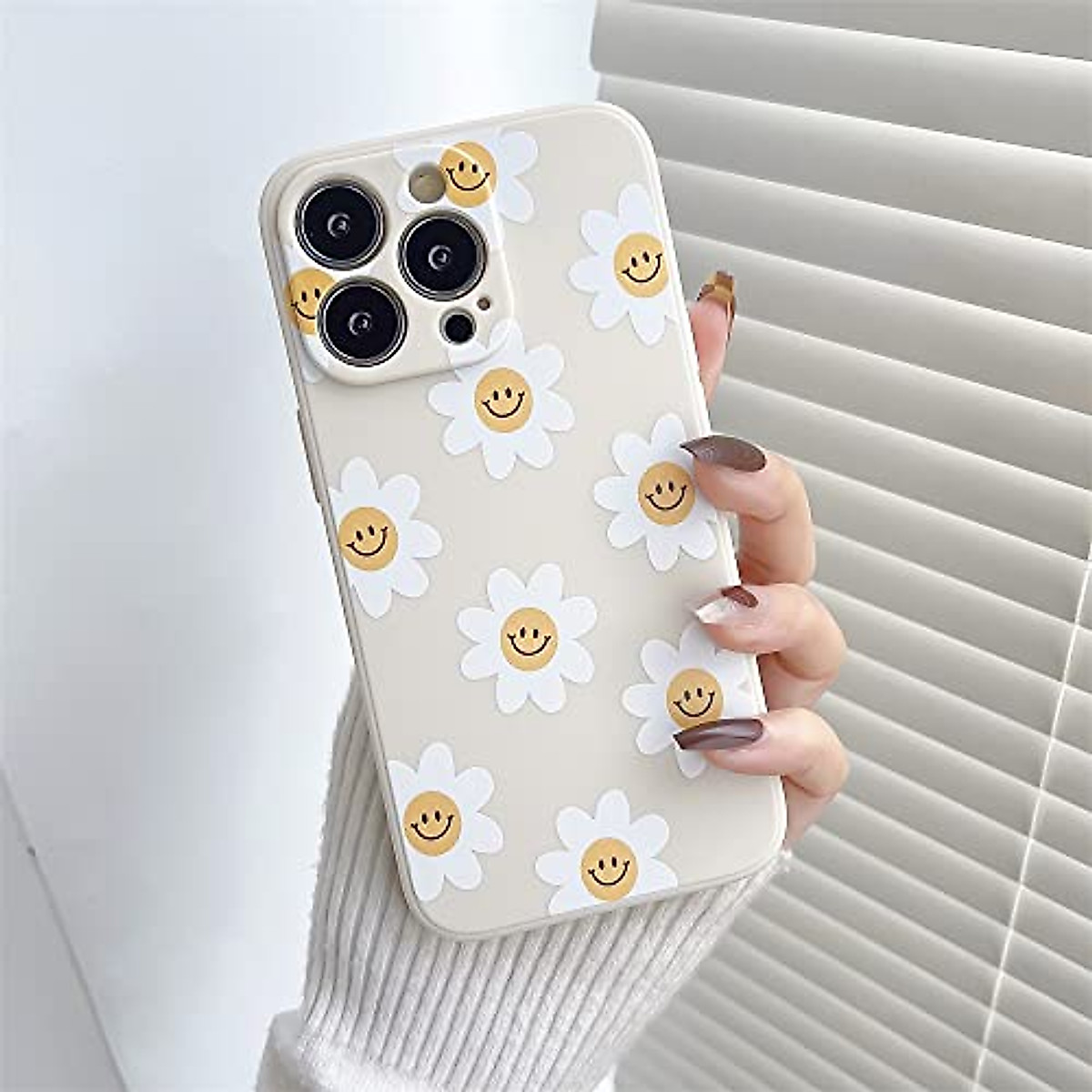 White Sunflower Cute Flower Phone Case for Apple iPhone 14 Pro Max Smooth Silicone Soft Cover for iPhone 14ProMax - 6.7 inch