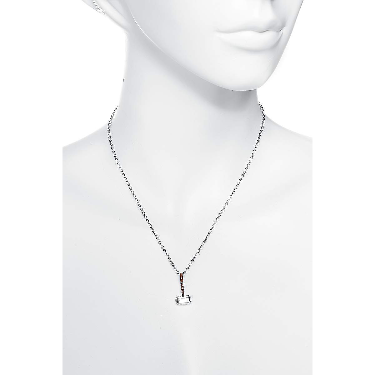 Marvel Comics Thor Hammer Unisex Adult Silver Plated Pendant Necklace. Official Licensed Jewelry, One Size.(THORHAMPNK01B)