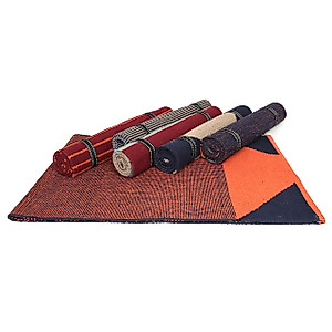KD Yoga Rug Blanket Convert Plastic Yoga Mat to Eco Friendly 100% Cotton Reipping with Corner Pocket (Red-Orange)
