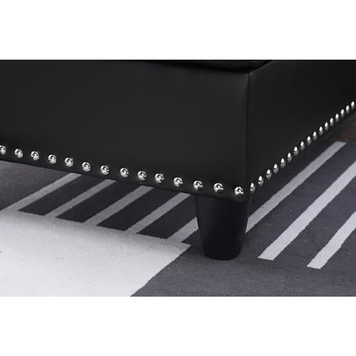 EMKK Modern Sectional Couches for Living Room, 101" L Shaped Upholstered Sofa with Chaise, Ottoman, 3-Piece Fabric Furniture Sets, Suitable for Large Space & Apartment, BlackOttoman