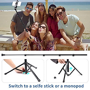 60" Selfie Tripod for iPhone with Remote Shutter Phone Holder Compatible with iPhone Android for Selfie/Video Recording/Vlogging/Live Streaming Heavy Duty Aluminum, Lightweight Tripod Black