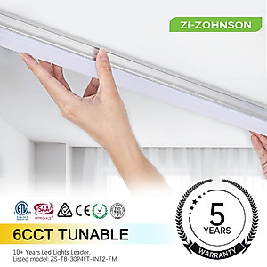 Zi-ZOHNSON 6 Pack 6CCT Tunable 4FT led Shop Lights for Workshop, 30W T8 Tube Light with 6CCT, 3000K/3500K/4000K/5000K/6000K/6500K Selectable, 130LM/W Milky Cover Linkable Shop Lights for Workshop