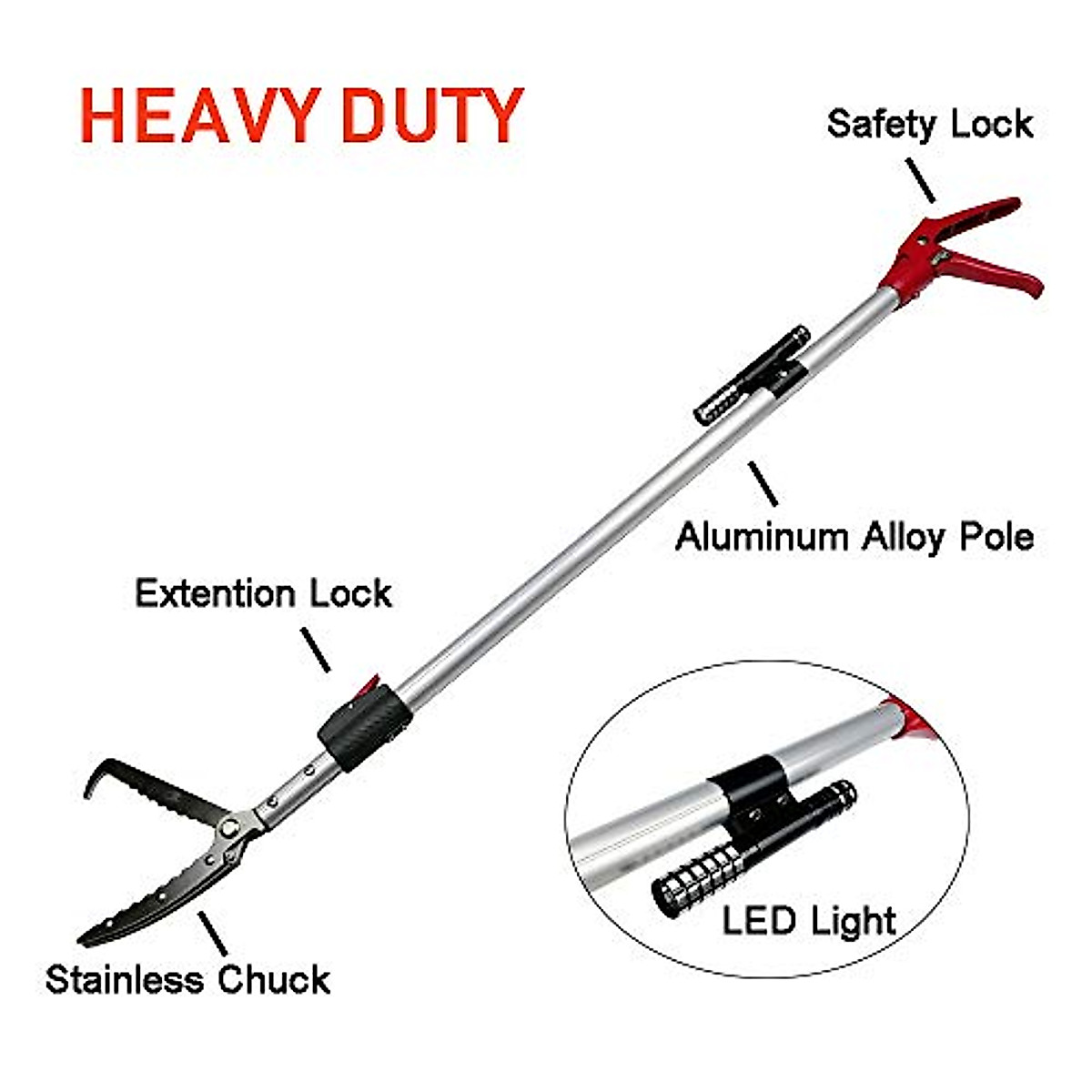 Smarkey 86 inch Snake Catcher Tongs Grabber Traps Stick Hook Bite Kits Tool with Telescopic Pole