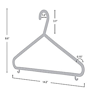 HANGERWORLD White Plastic Hangers 10 Pack - 14inch No Shoulder Bump, Slim Space-Saving Hanger