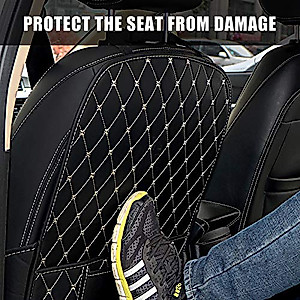 Aiydachy Kick Mats Back Seat Protector 2 Pack Car Back Seat Cover Premium Fabric Odor Free Protect Your Leather Seat with 2 Storage Pocket