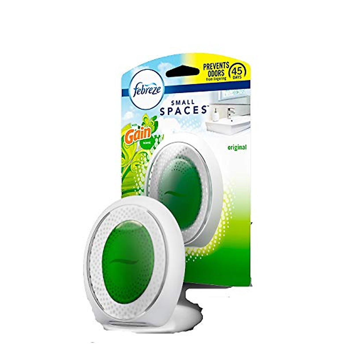 Febreze Air Freshener, Small Spaces Air Freshener, Starter Kit and Refills Value Pack, Gain Scent Freshener, 0.18 oz, Pack of 3