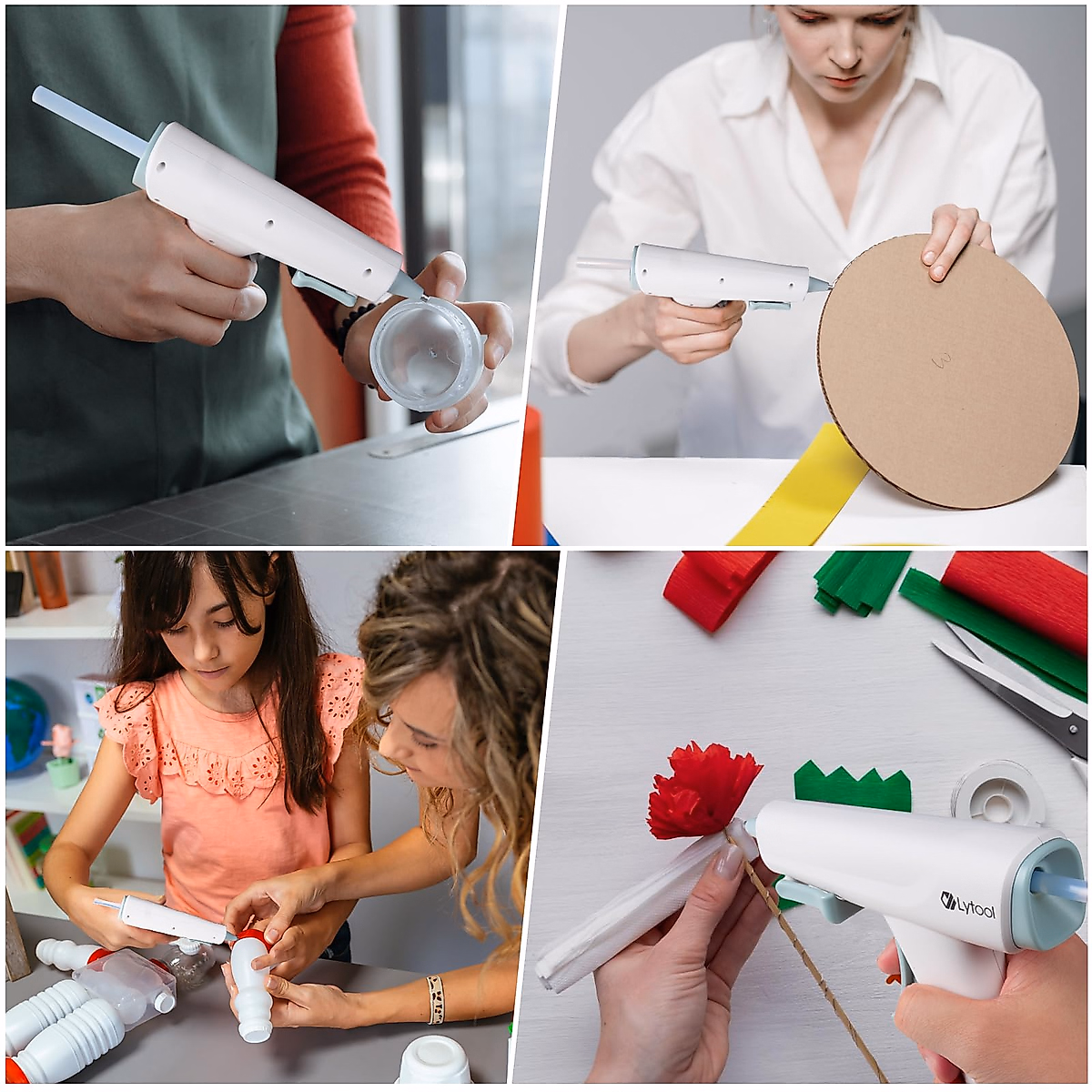 Lytool Full Size Cordless Hot Glue Gun, Wireless Power Glue Gun with 2600mAh Lithium Battery, 30pcs Glue Sticks, Silicone Pad, Finger Protectors