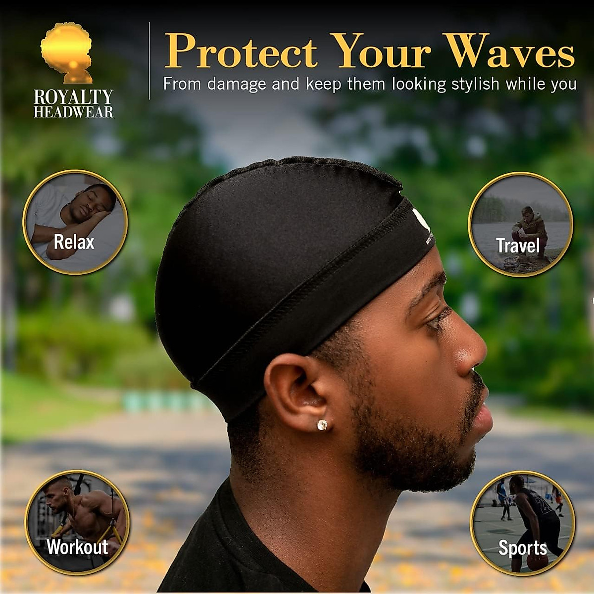 Royalty Headwear Premium Wave Cap, The Best Wave Cap for for 360, 540, and 720 Waves (Black)