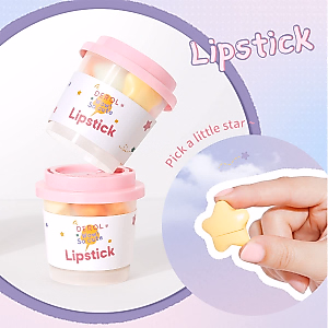 6-Color Mini Matte Color Star Capsule Lipstick set. Mini Long Lasting Non Stick Cups .Velvet Portable Star Candy Colour Capsule Lipstick Set. Suitable For All Kinds Of Occasions, PINK