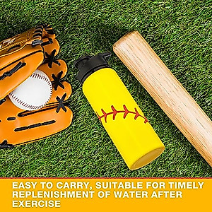 Yaomiao 16 Pcs Softball Gift Softball Water Bottles for Girls Softball Team Accessories Aluminum Water Bottle Bulk Snap Closure Reusable Leak Proof Sports Bottle for Team Gym Sports Travel(20 Oz)