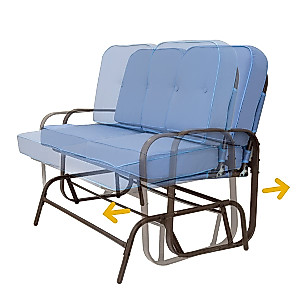 Barton 2-Person Rocking Love Seats Glider Swing Bench/Rocker for Patio, Yard with Soft Cushion, Beige