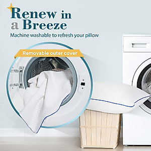 viewstar Pillows Queen Size Set of 2, Firm and Supportive Shredded Memory Foam Pillows, Adjustable Loft Back Side Sleeper Bed Pillow with Washable Removable Cover, 20"x 30"